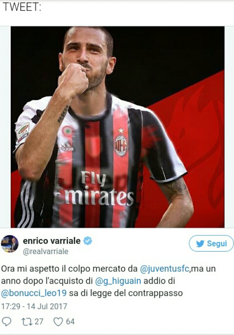 FOTO - Varriale: "L'addio di Bonucci sa di legge del contrappasso"